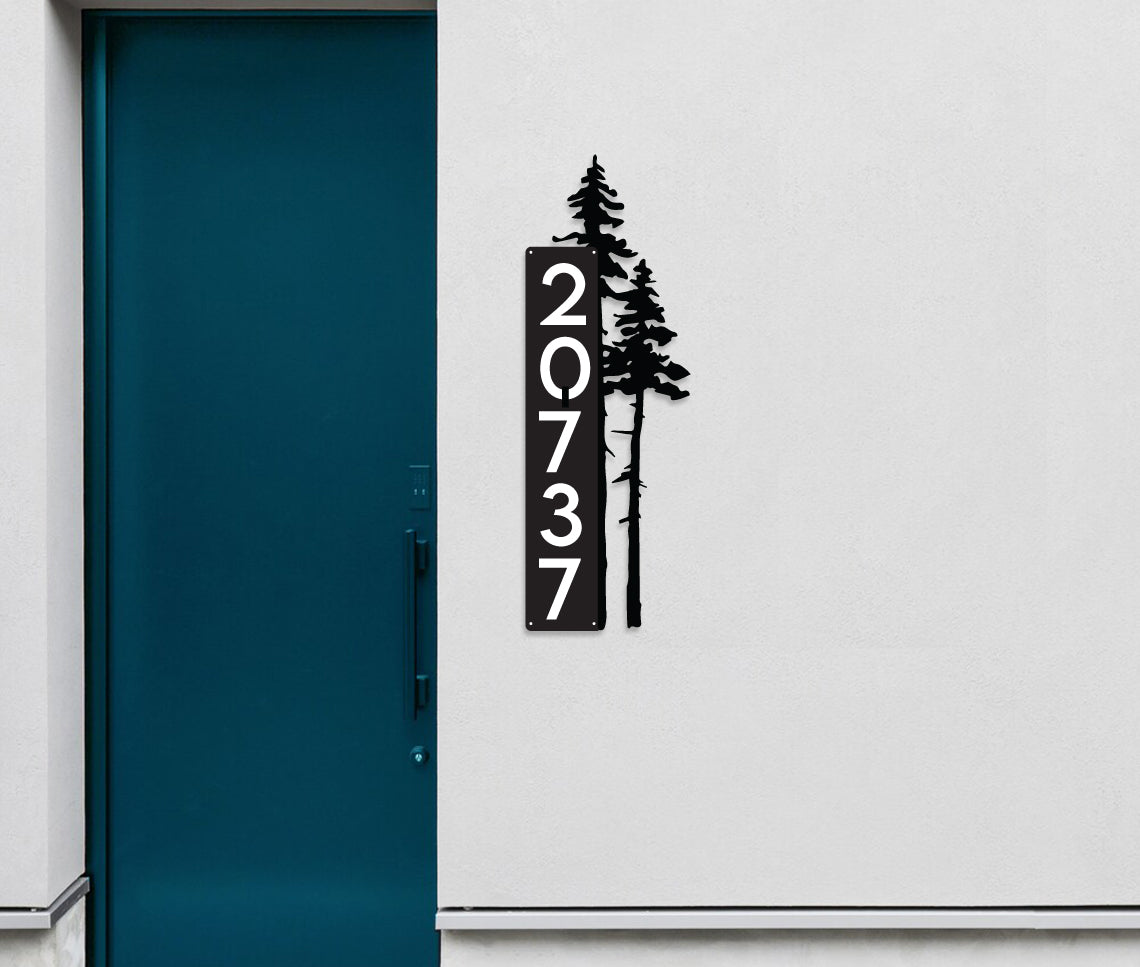 Vertical Trees Address Sign – Metallics Metal Artwork